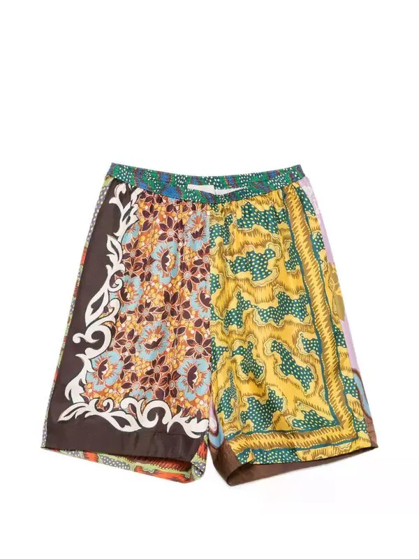 ALEMAIS Arnie Graphic-print Silk Shorts - Yellow