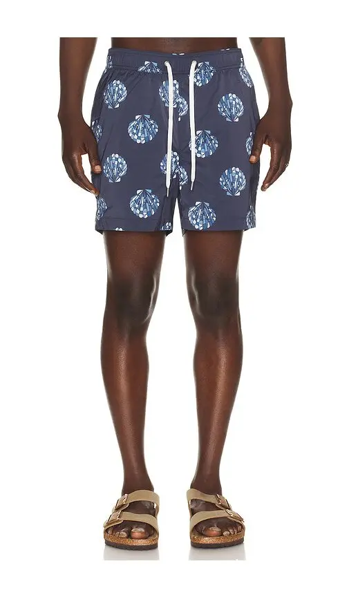 Onia Charles 4 Swim Trunk With Shell Print - Blue
