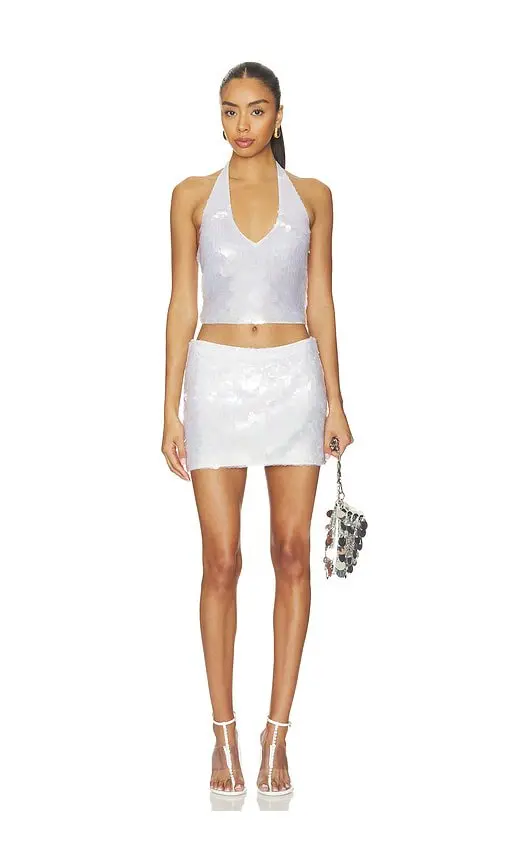 LESLIE AMON Sequin Halter Top