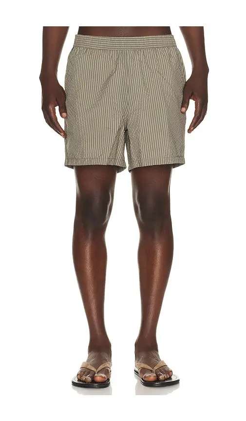 BATHER Fossil Seersucker Swim Trunks - Grey
