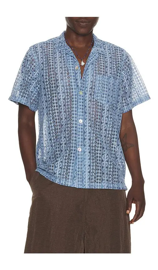 BATHER Tide Gonzo Lace Camp Shirt In . Also - Blue
