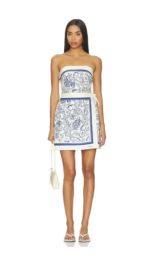 Simkhai Darbie Linen Bustier Mini Dress - Navy