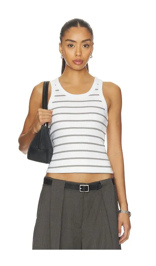 Vince Stripe Scoop Neck Tank - Ivory