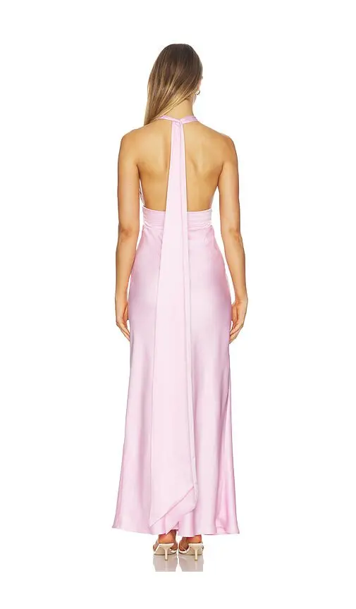 RUNAWAY THE LABEL Plunge V-neck Maxi Dress - Pink