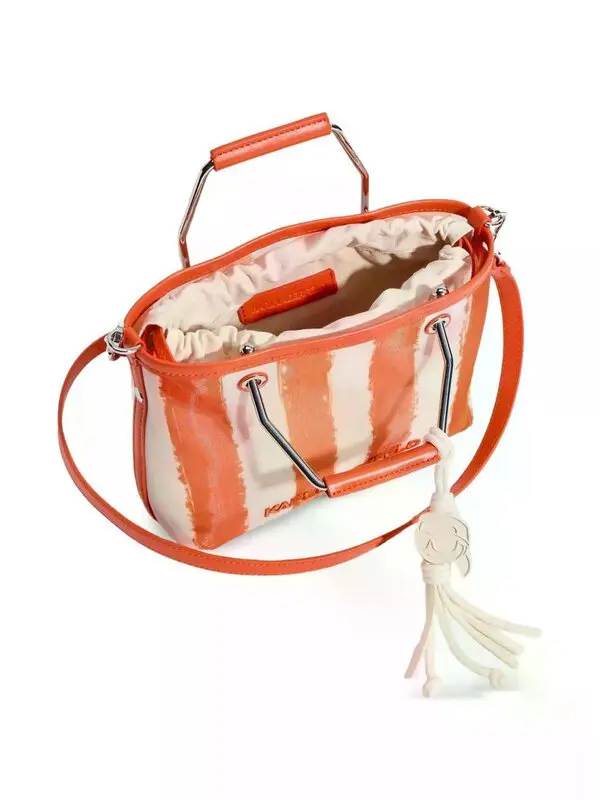 Karl Lagerfeld Ikon Striped Mesh Tote Bag - Orange