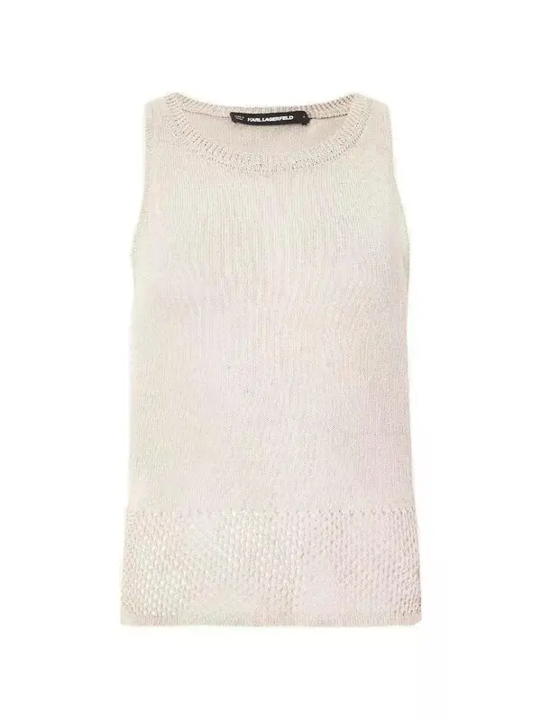 Karl Lagerfeld Beige Crochet Knit Top