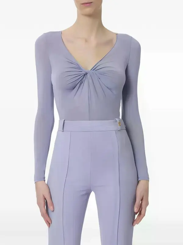 Elisabetta Franchi Draped Knot Bodysuit - Purple