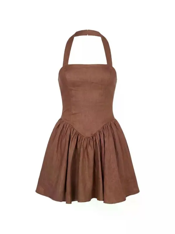 NICHOLAS Amalie Halter-neck Dress - Brown