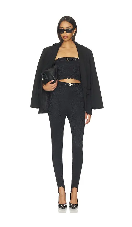 AFRM Silken Lace Cropped Top With Scalloped Hem