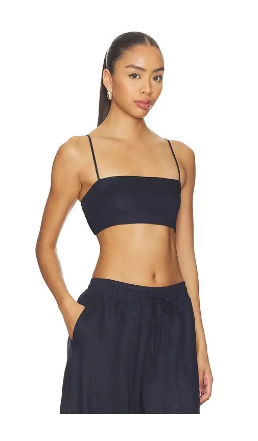 Susana Monaco Solid Linen Tie Back Top