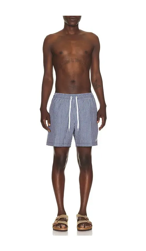 RHONE 5.5" Gingham Swim Trunks