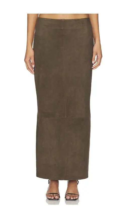 ST. AGNI Suede Column Skirt - Brown