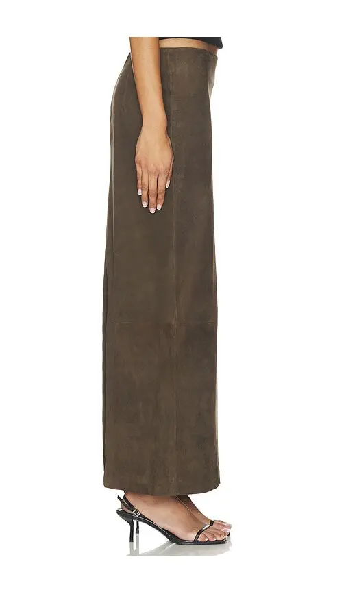 ST. AGNI Suede Column Skirt - Brown