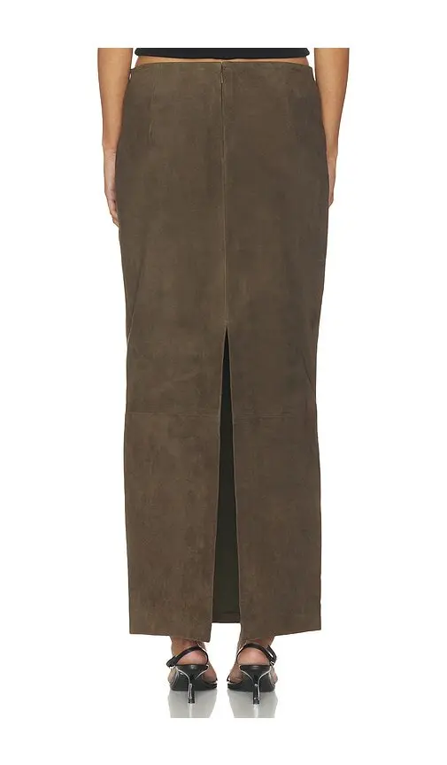 ST. AGNI Suede Column Skirt - Brown