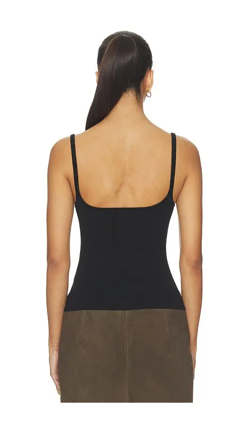 ST. AGNI Slim Square Neck Knit Top - Black