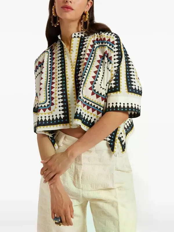 La DoubleJ Geometric Print Cotton Shirt