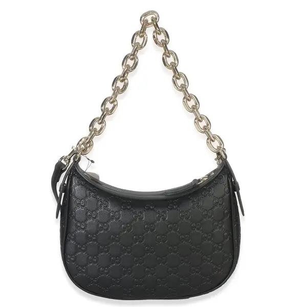 Gucci Embossed Calfskin Gg Arabella Half Moon Shoulder Bag - Black
