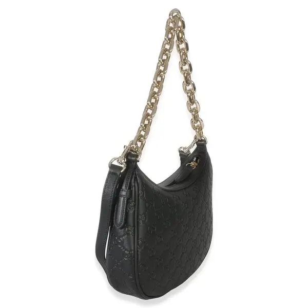 Gucci Embossed Calfskin Gg Arabella Half Moon Shoulder Bag - Black