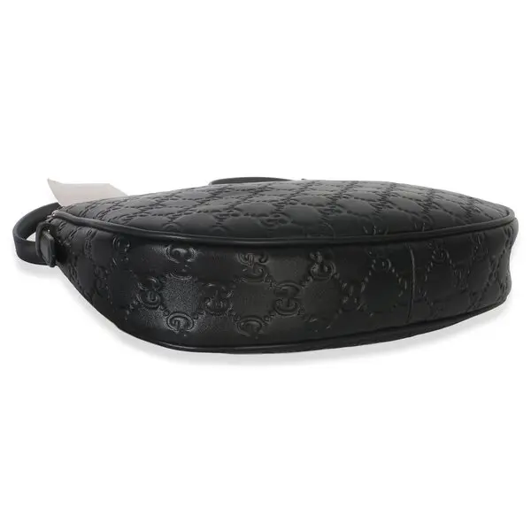 Gucci Embossed Calfskin Gg Arabella Half Moon Shoulder Bag - Black