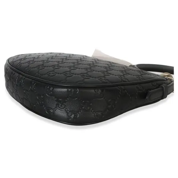Gucci Embossed Calfskin Gg Arabella Half Moon Shoulder Bag - Black