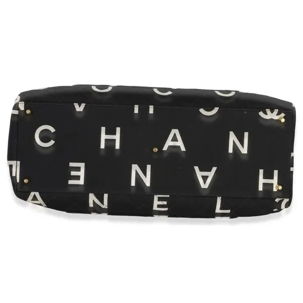 Chanel Vintage Quilted Logo Canvas Tote