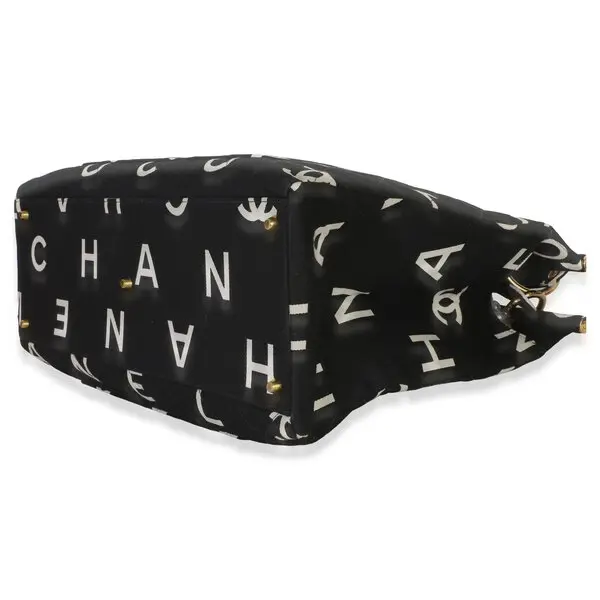 Chanel Vintage Quilted Logo Canvas Tote