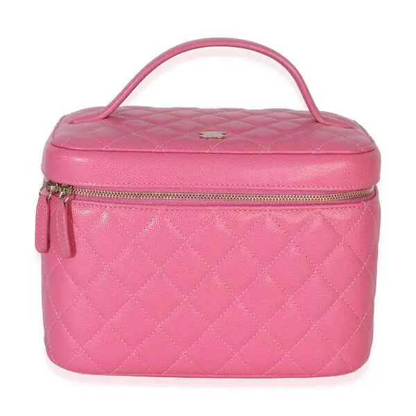 Chanel Quilted Caviar Top Handle Vanity Case - Pink