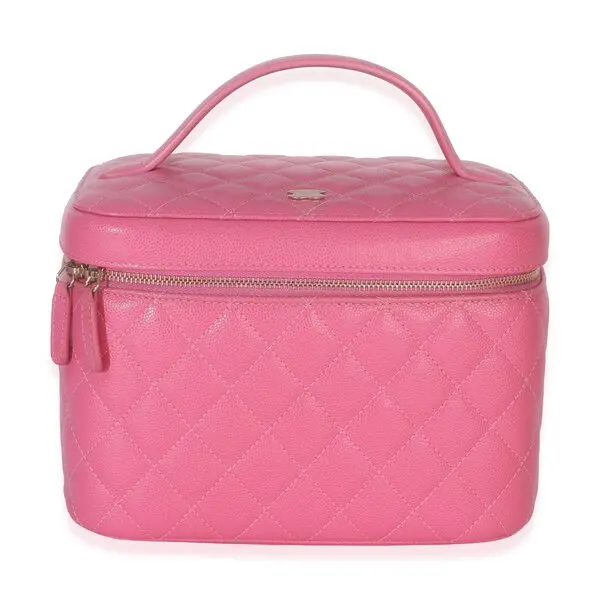 Chanel Quilted Caviar Top Handle Vanity Case - Pink