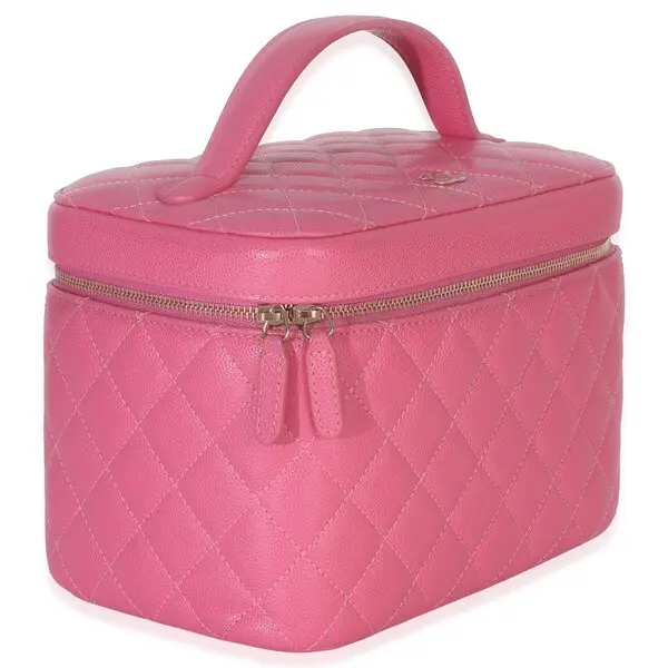 Chanel Quilted Caviar Top Handle Vanity Case
