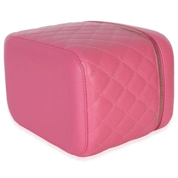 Chanel Quilted Caviar Top Handle Vanity Case