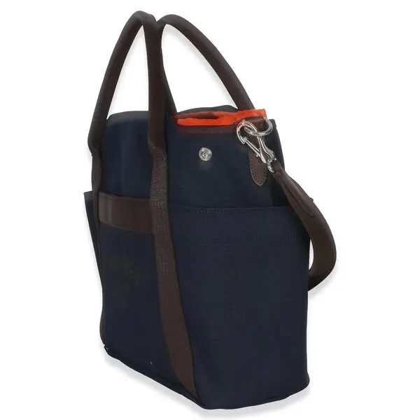 Hermès Bleu Navy Feu Canvas Grooming Bag - Blue