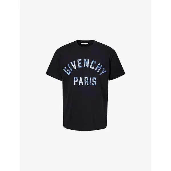 Givenchy Appliqué Logo-text Cotton T-shirt - Black