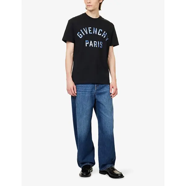 Givenchy Appliqué Logo-text Cotton T-shirt - Black