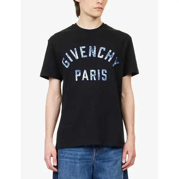 Givenchy Appliqué Logo-text Cotton T-shirt - Black