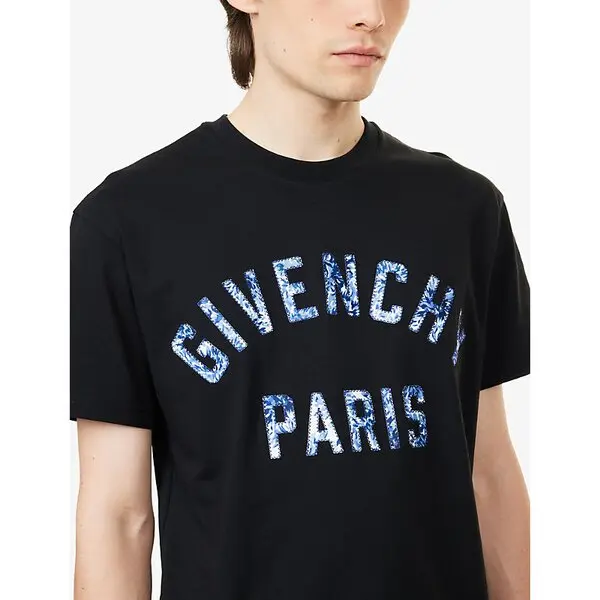 Givenchy Appliqué Logo-text Cotton T-shirt - Black