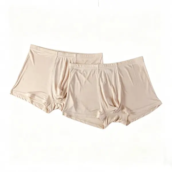 SOFT STROKES SILK Neutrals Set Of Two Knitted Silk Trunks - Beige