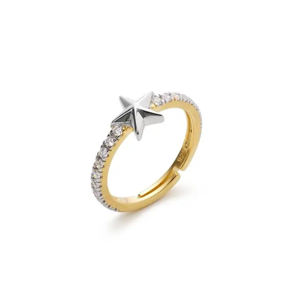 SPERO LONDON Star Zirconia Half Round Adjustable Sterling Ring - Silver
