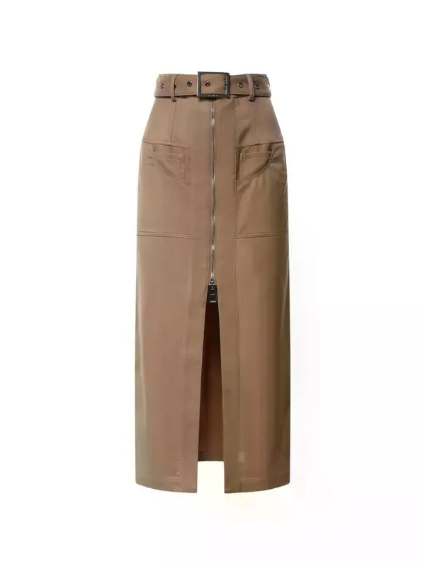 DONDUP Belted Zip-up Long Skirt