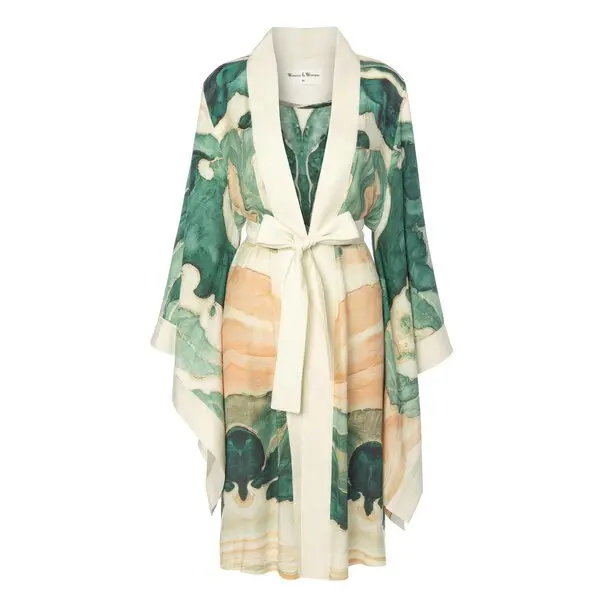 WOMEN & WOMEN Japanese Kimono With Soft Foam Pattern - Green