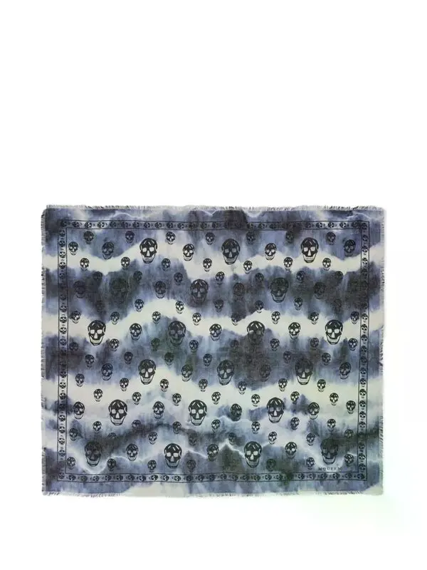 Alexander McQueen Skull-print Tie-dye Scarf - Blue