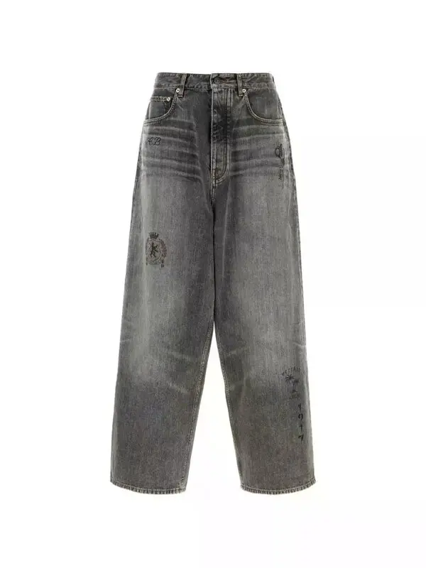 Balenciaga Embroidered Whiskered Jeans - Grey
