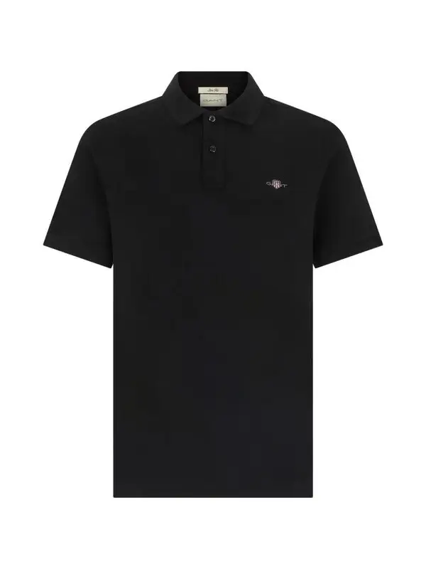 Gant Shield Logo-embroidered Polo Shirt - Black
