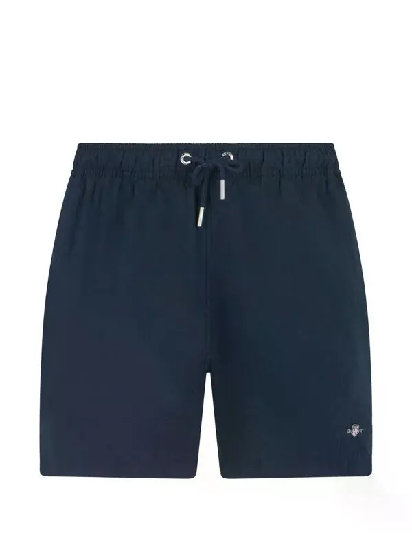 Gant Seersucker Swim Shorts With Drawstring Waist - Blue