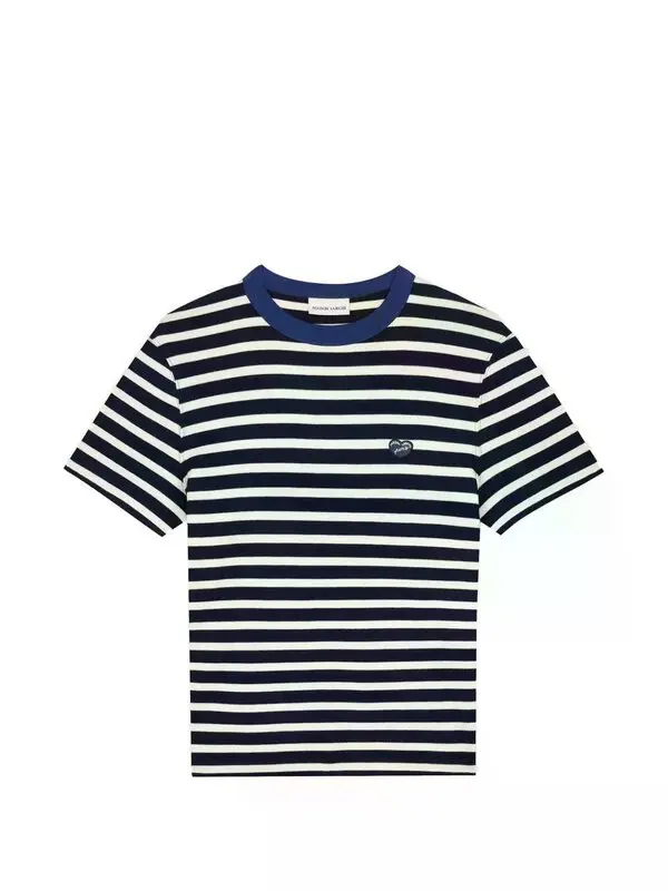 Maison Labiche Striped Cotton T-shirt With Heart Patch