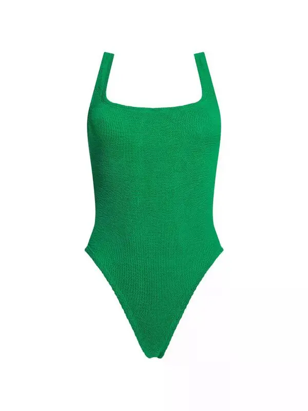 Hunza G Crinkle Effect Square Neck Swimsuit - Green