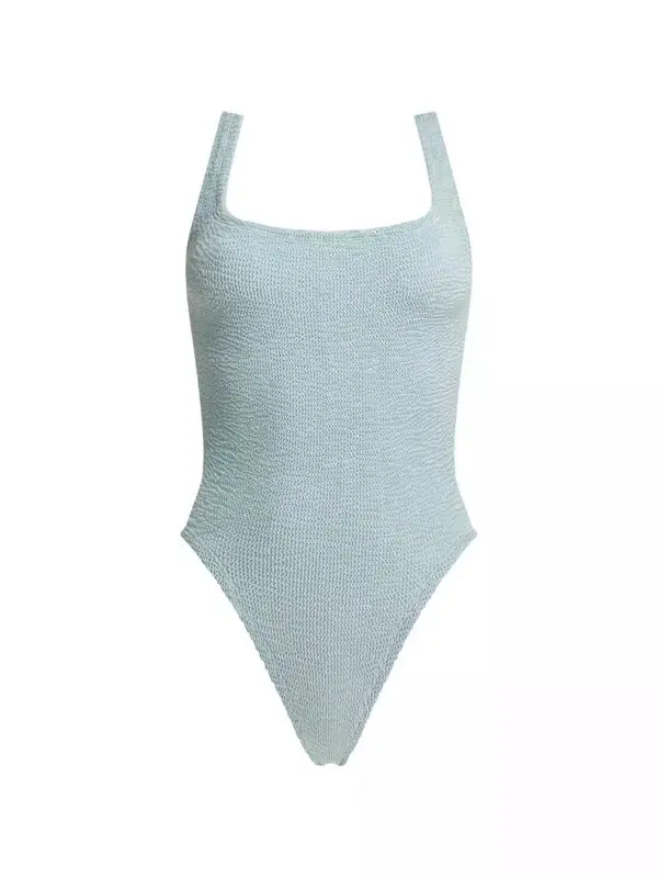 Hunza G Crinkle-effect Square-neck Swimsuit - Blue