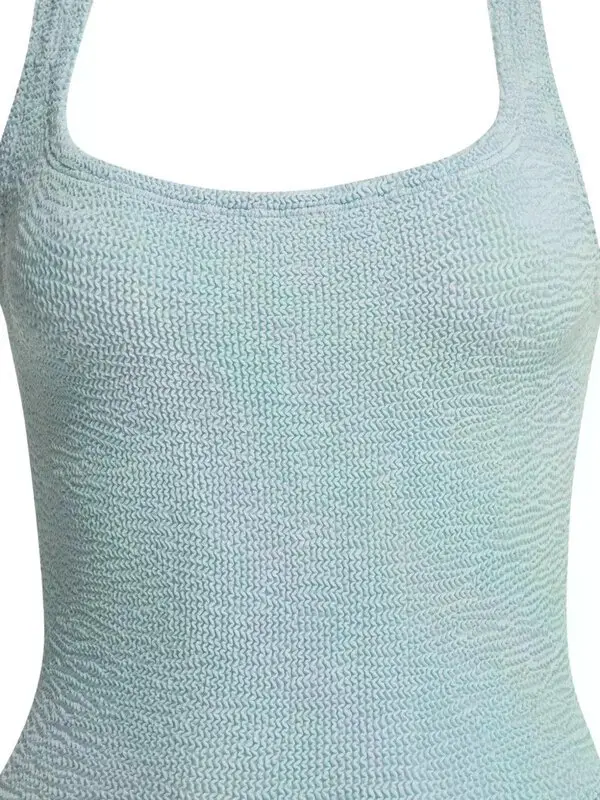 Hunza G Crinkle-effect Square-neck Swimsuit - Blue