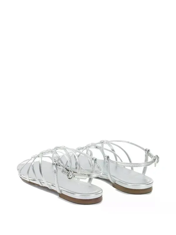 AeydĒ Anisa Metallic Leather Flat Sandals
