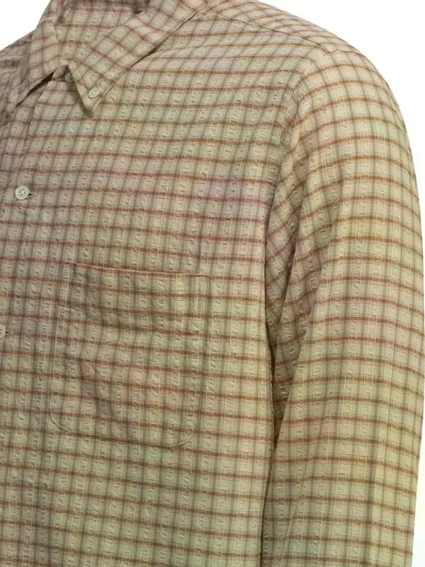 BEAMS Check-pattern Seersucker-texture Shirt