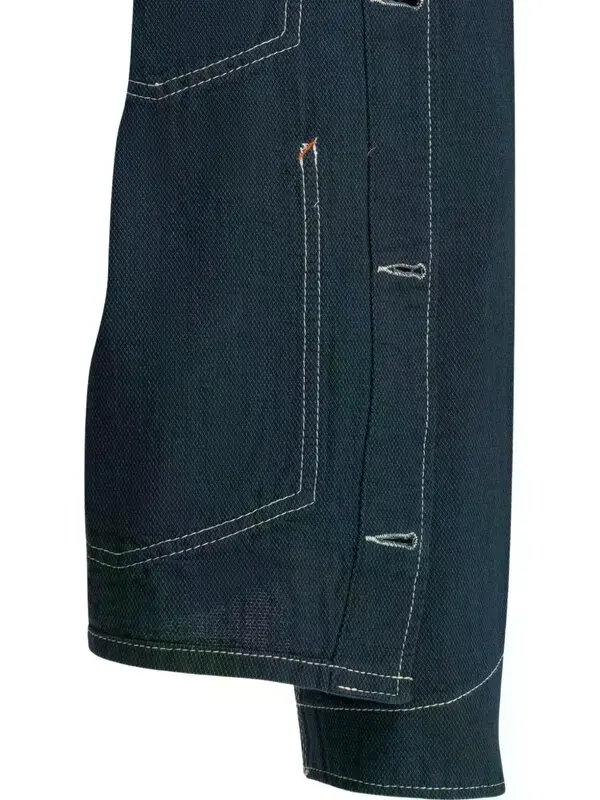 BEAMS Contrast-stitch Collarless Jacket